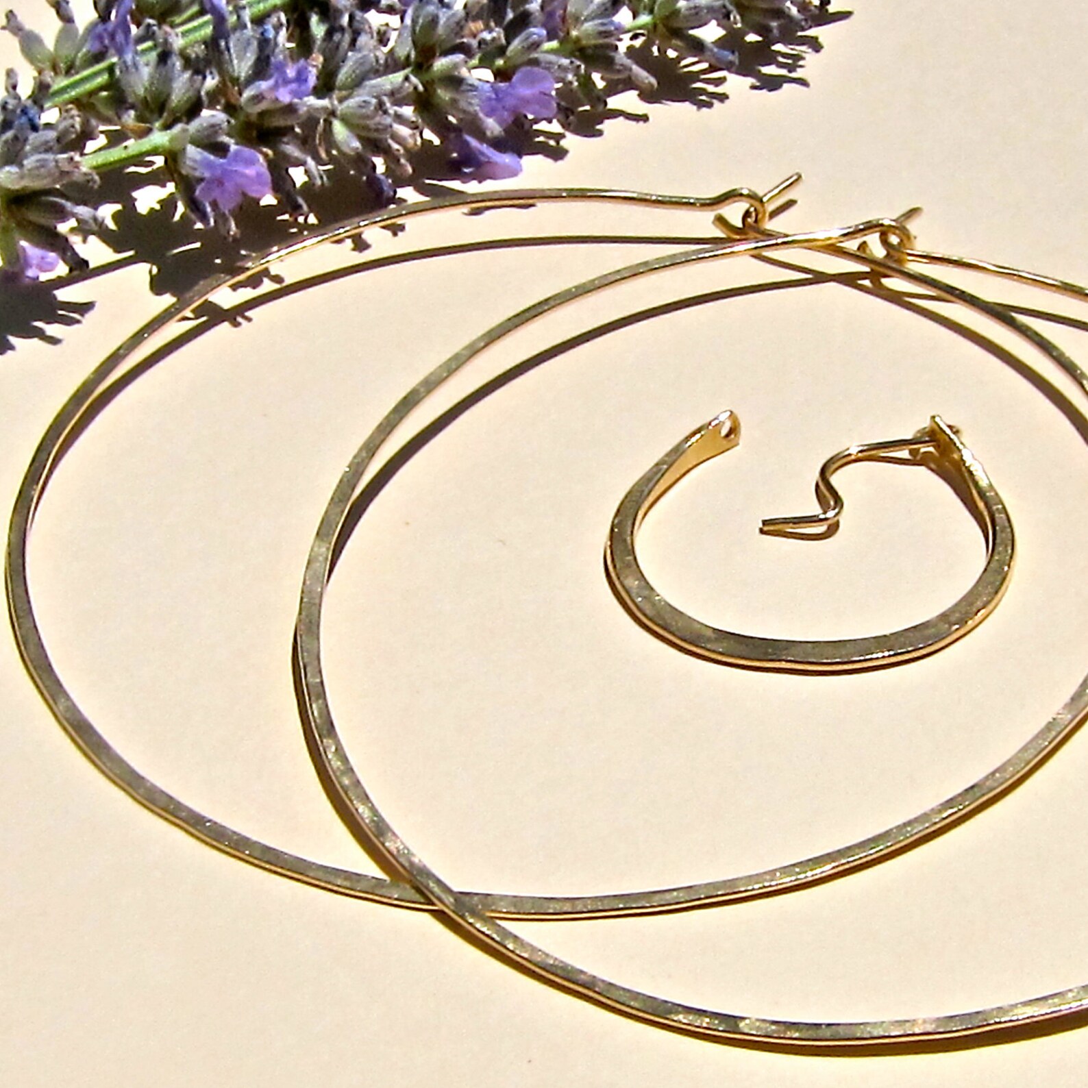 Giant Hammered 14K Yellow or Rose Gold Filled Sturdy Hoops | Etsy