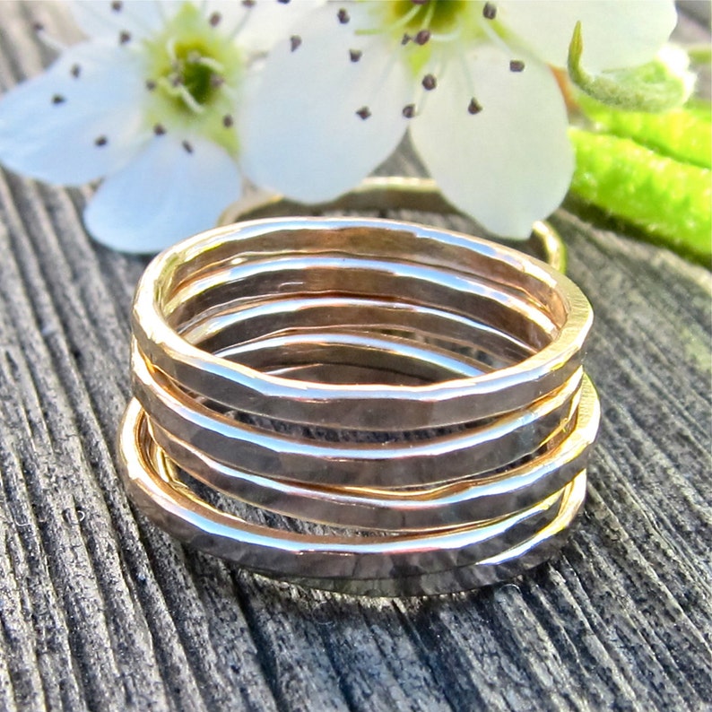 14K Gold Filled Stack of Six Rings | Etsy