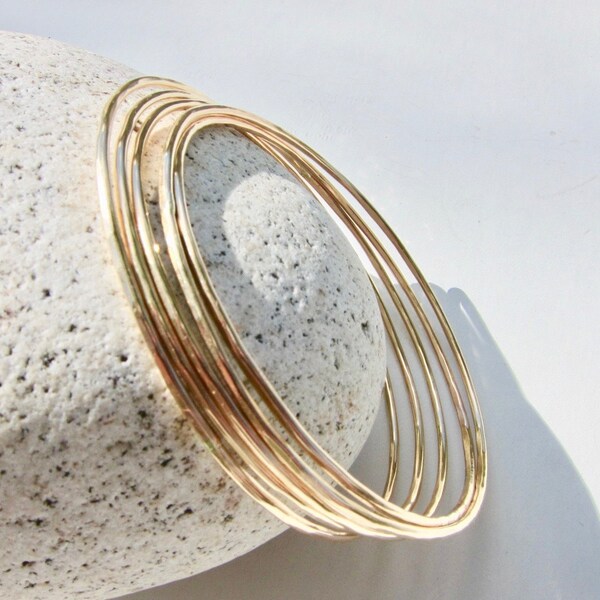 Gold Bangle Bracelet 14k - Etsy