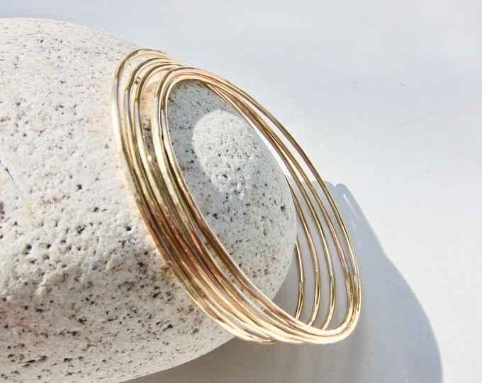 Set of 5, 14 Gauge, 14K Gold Filled, Bangles - Etsy