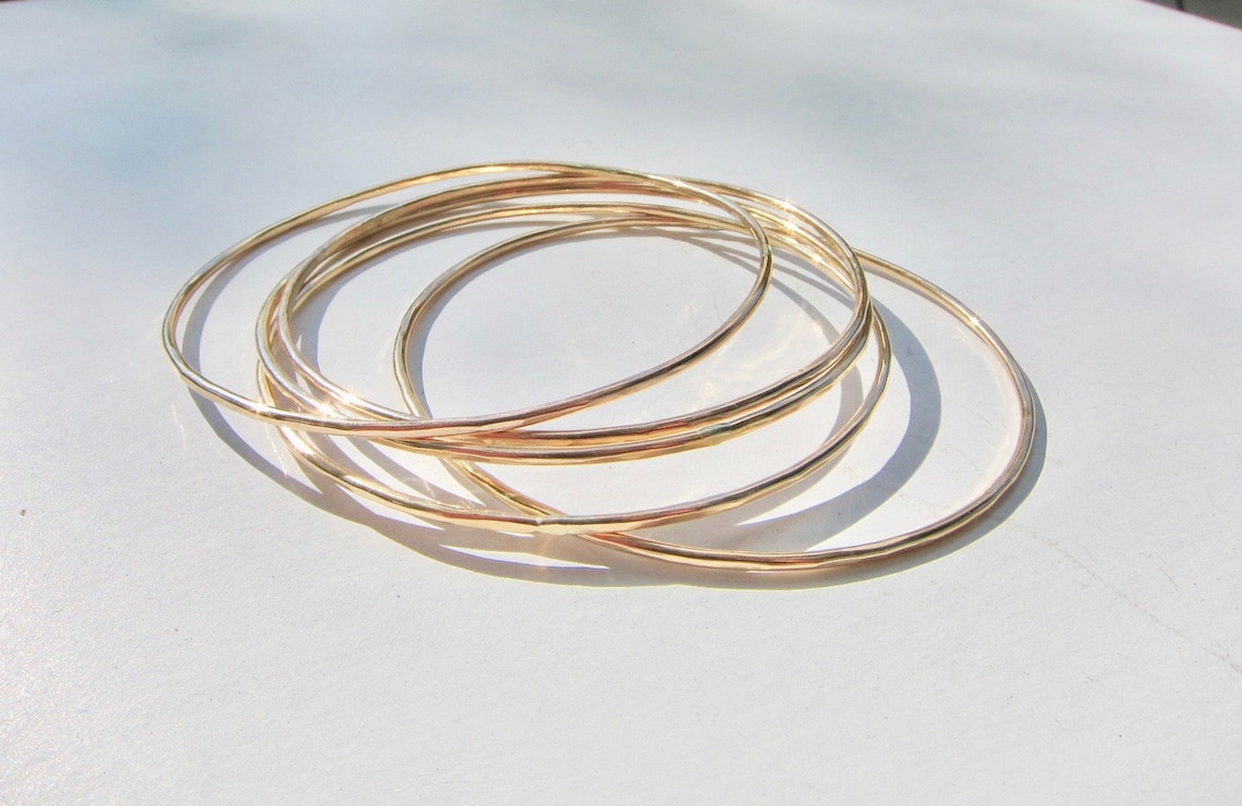 Set of 5 14 Gauge 14K Gold Filled Bangles | Etsy