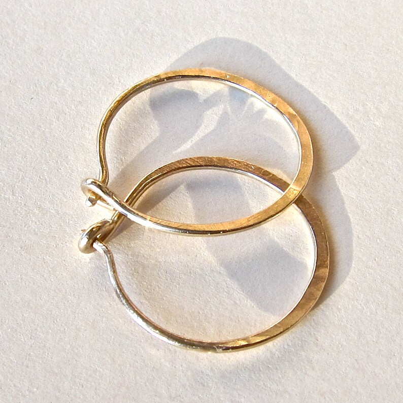 14K Gold Filled Hoops Sturdy Handmade Hammered | Etsy
