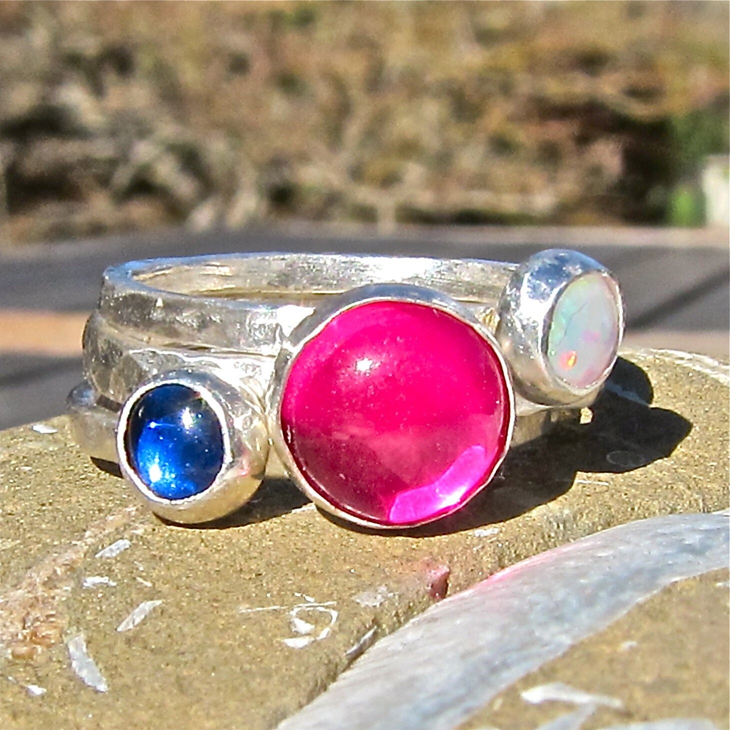 Ruby Stack Ring Argentium Sterling Ring Lab Grown Ruby 8mm - Etsy Sweden