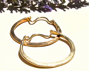 Giant Hammered 14K Yellow or Rose Gold Filled Sturdy Hoops | Etsy