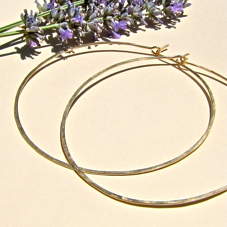 Giant Hammered 14K Yellow or Rose Gold Filled Sturdy Hoops | Etsy