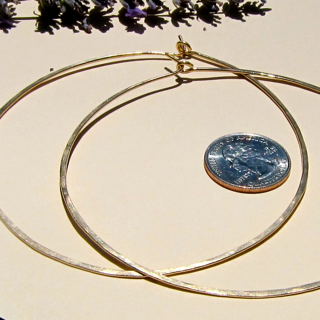 Giant Hammered 14K Yellow or Rose Gold Filled Sturdy Hoops - Etsy