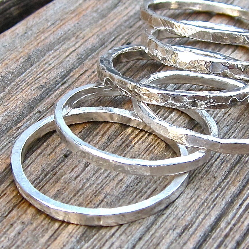 Handforged Fine Silver Stacking Rings - Etsy