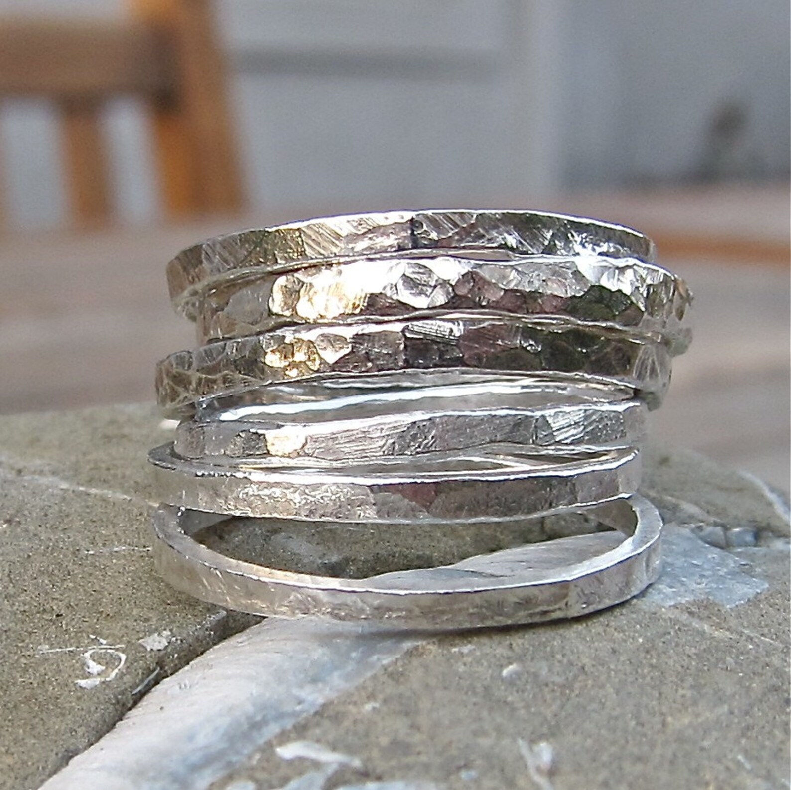 Handforged Fine Silver Stacking Rings - Etsy