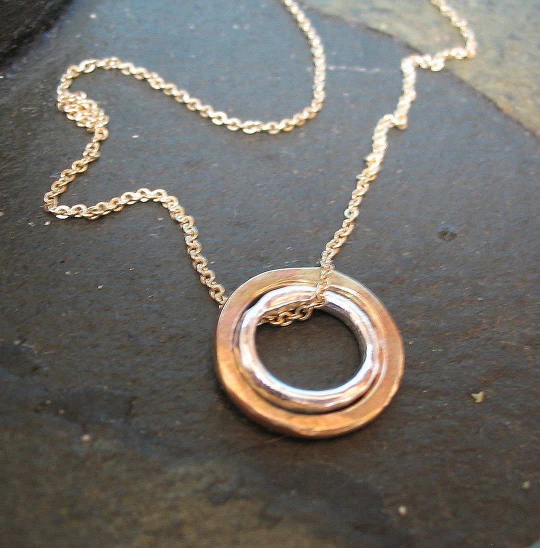 Fine Silver and Gold Filled Tiny Circle Duet - Etsy