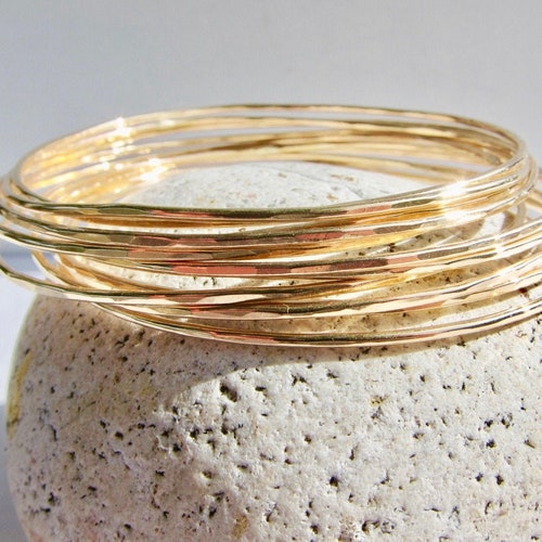 Thick 10 Gauge 14K Gold Filled Bangles - Etsy