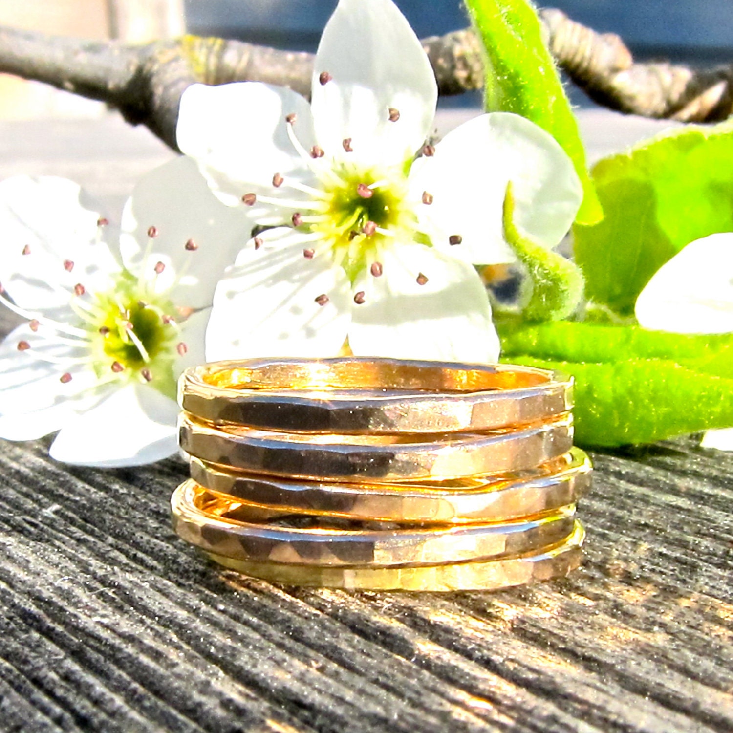 14K Gold Filled Stack of Six Rings - Etsy
