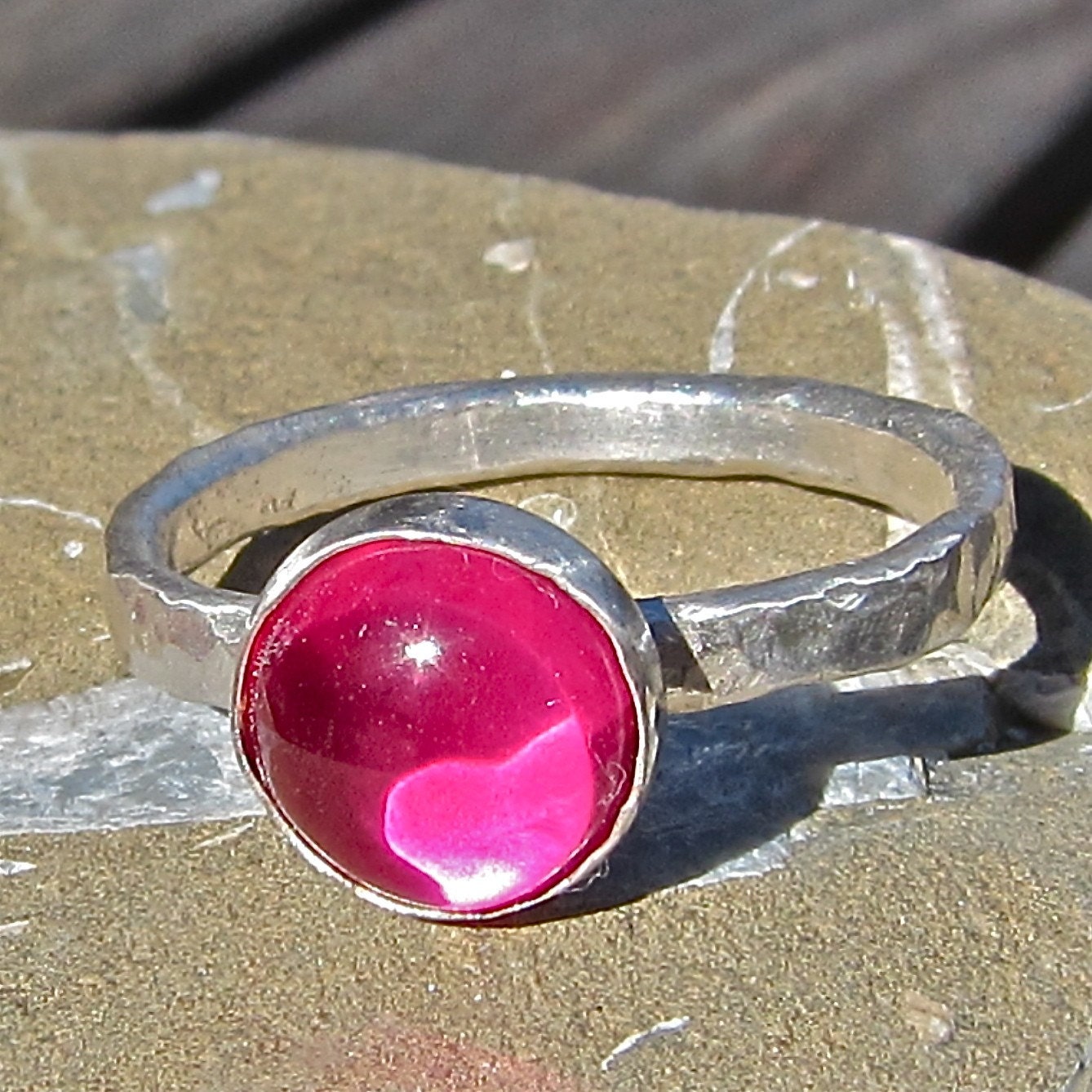 Ruby Stack Ring Argentium Sterling Ring Lab Grown Ruby 8mm - Etsy Sweden