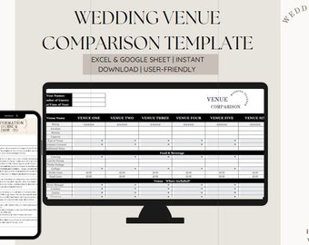 Wedding Venue Comparison Template | Venue Planner for Wedding | Wedding ...