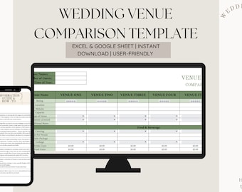 Wedding Venue Comparison Template | Venue Planner for Wedding | Wedding ...