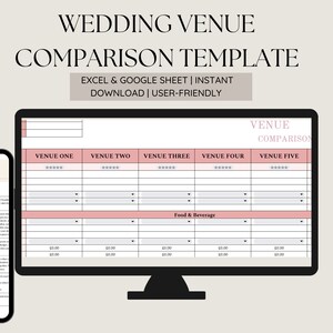 Wedding Venue Comparison Template | Venue Planner for Wedding | Wedding ...