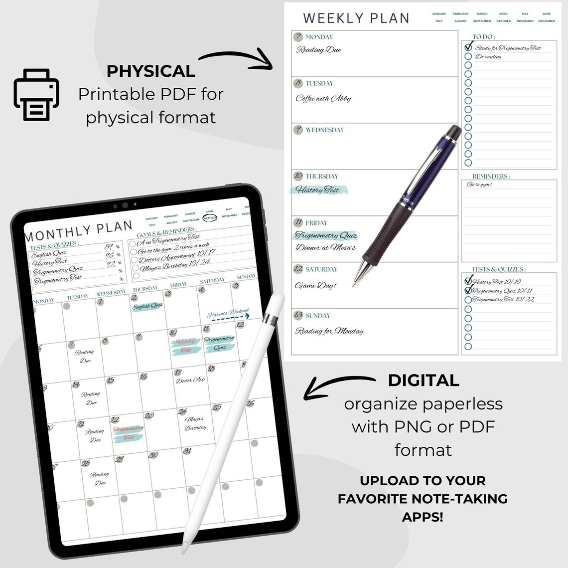 Student Planner Monthly College Organizer Weekly Student Planner Page ...