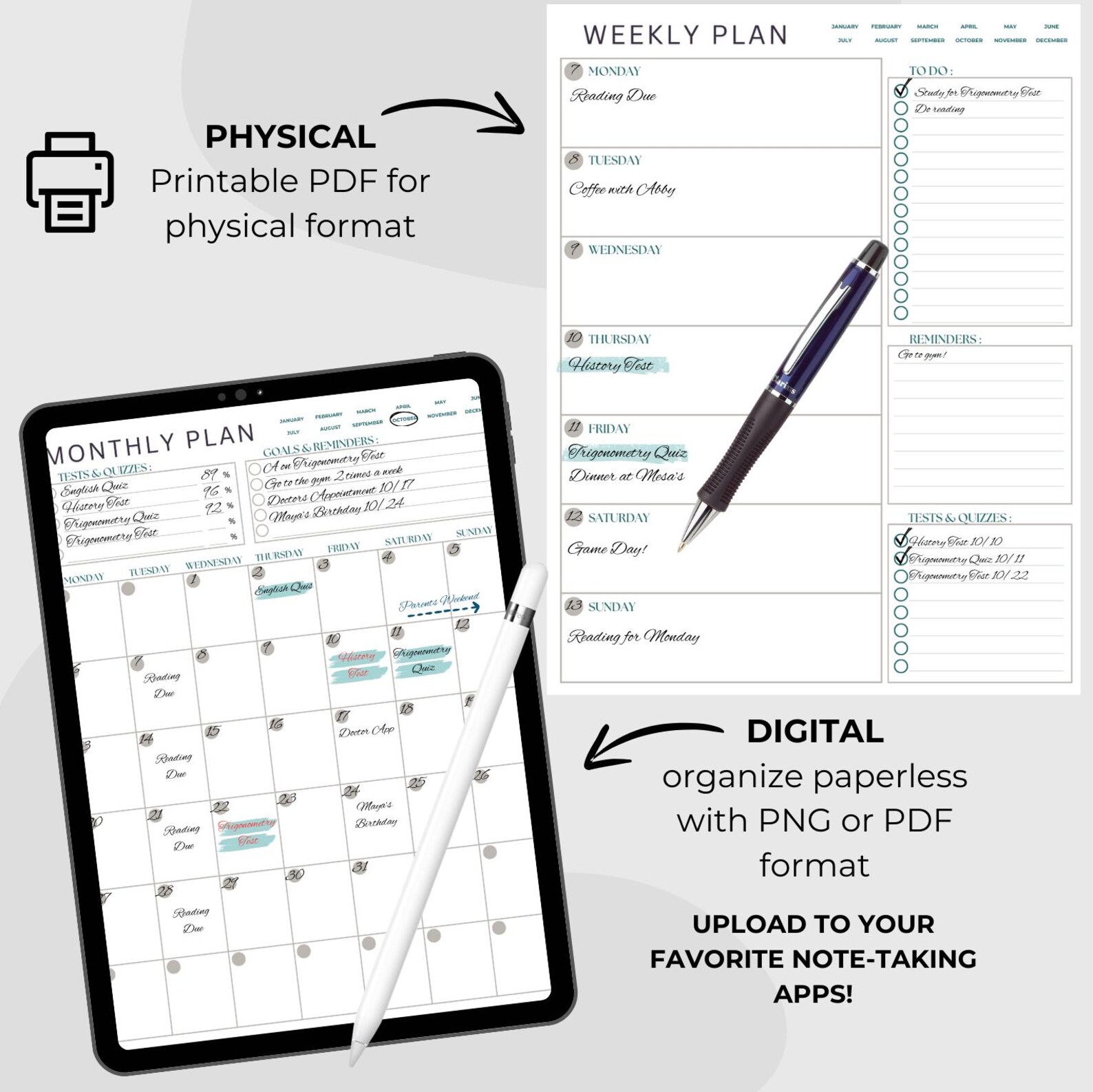 Student Planner Monthly College Organizer Weekly Student Planner Page ...