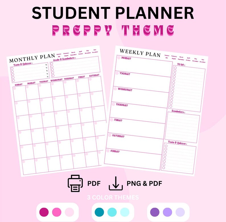 Student Planner Monthly College Organizer Weekly Student Calendar, Back ...