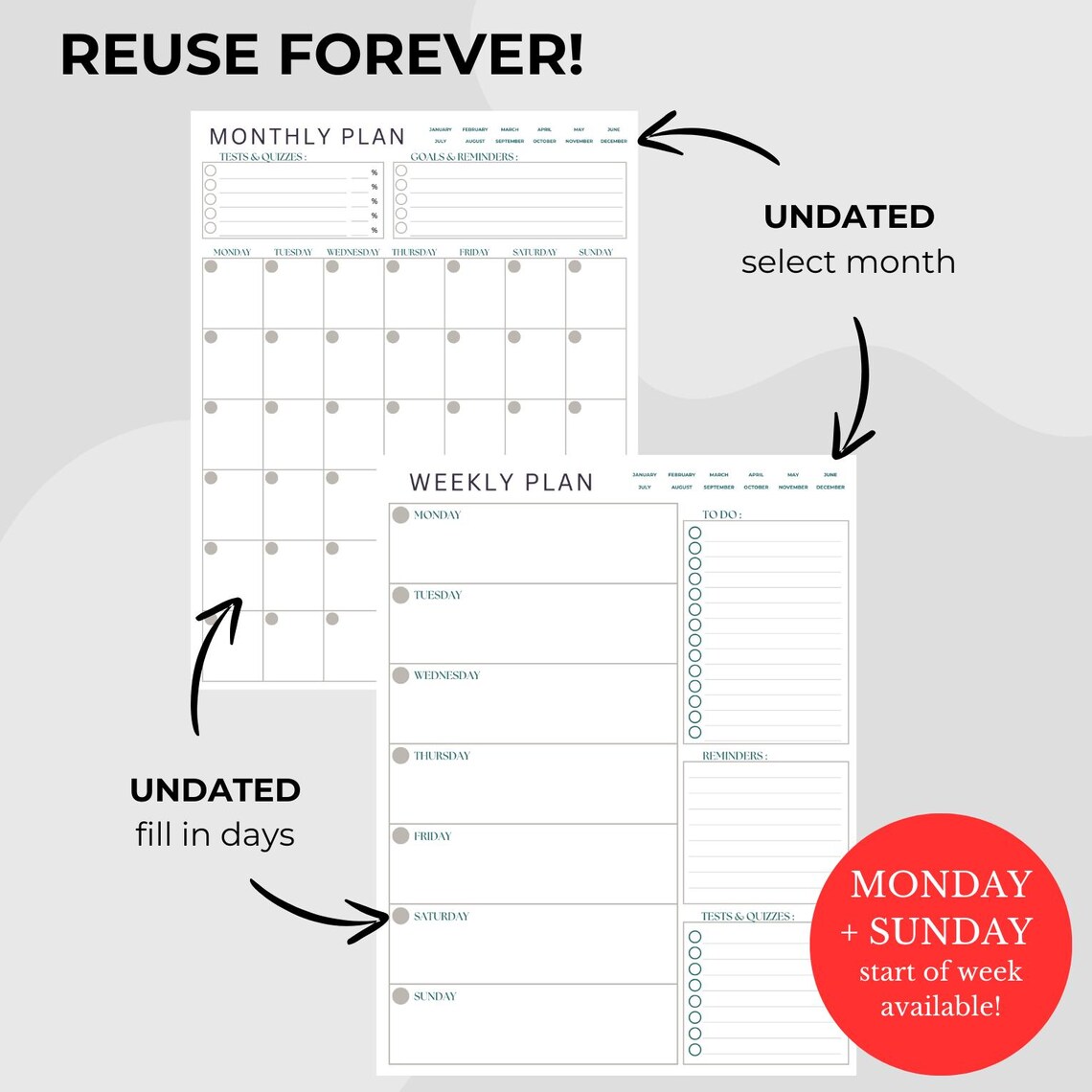 Student Planner Monthly College Organizer Weekly Student Planner Page ...