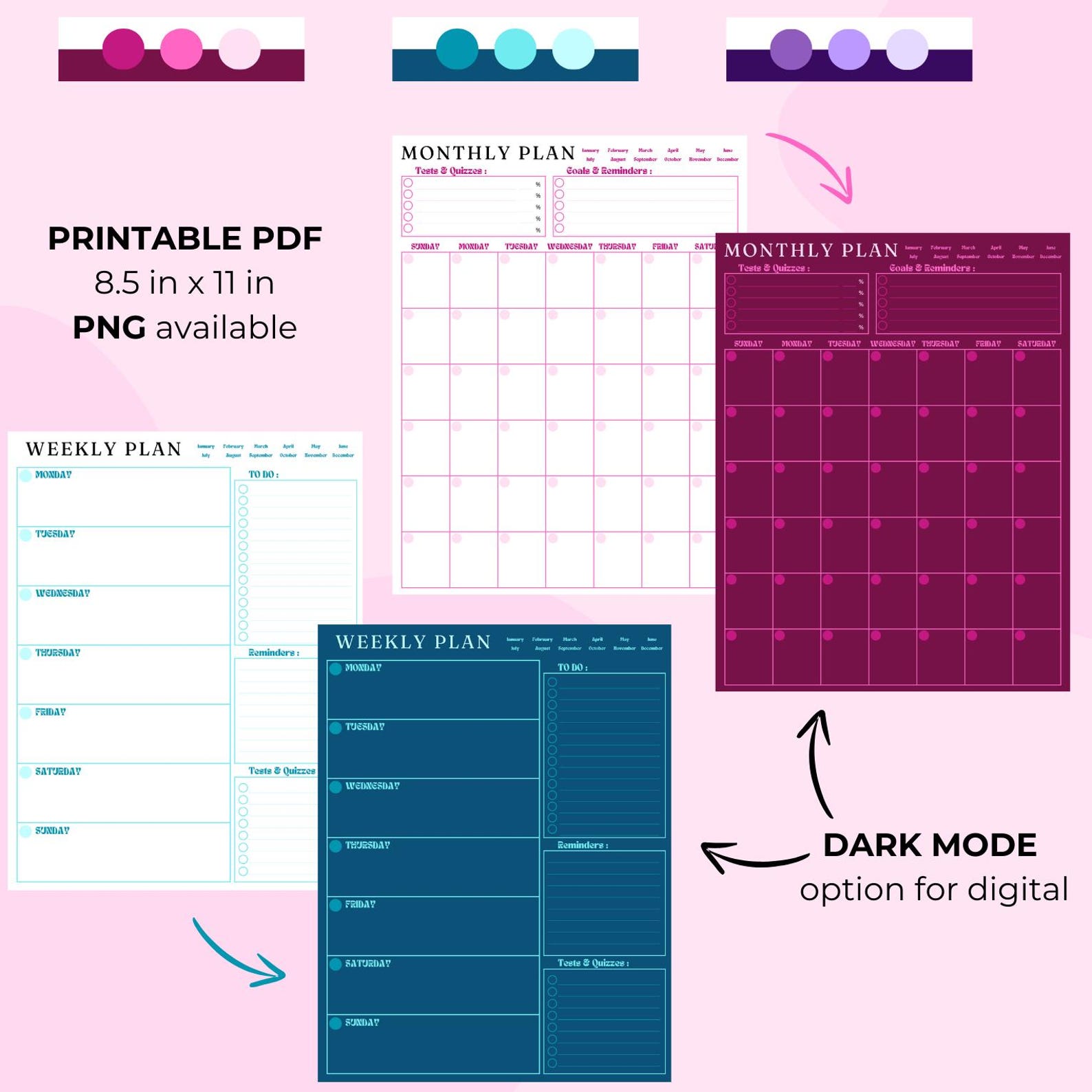 Student Planner Monthly College Organizer Weekly Student Calendar, Back ...