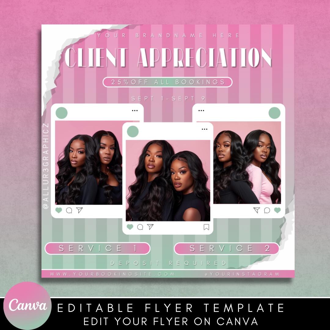 Client Appreciation Flyer Book Now Flyer Appointment Flyer Make up ...