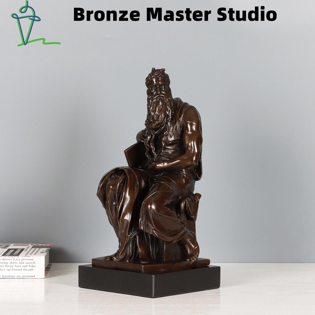 Michelangelo's Moses Statue Bronze Replica With Ten Commandments ...