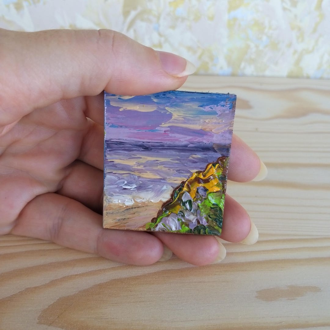 Sea Miniature Oil Painting Original, Mini Art Nature, TINI Landscape ...