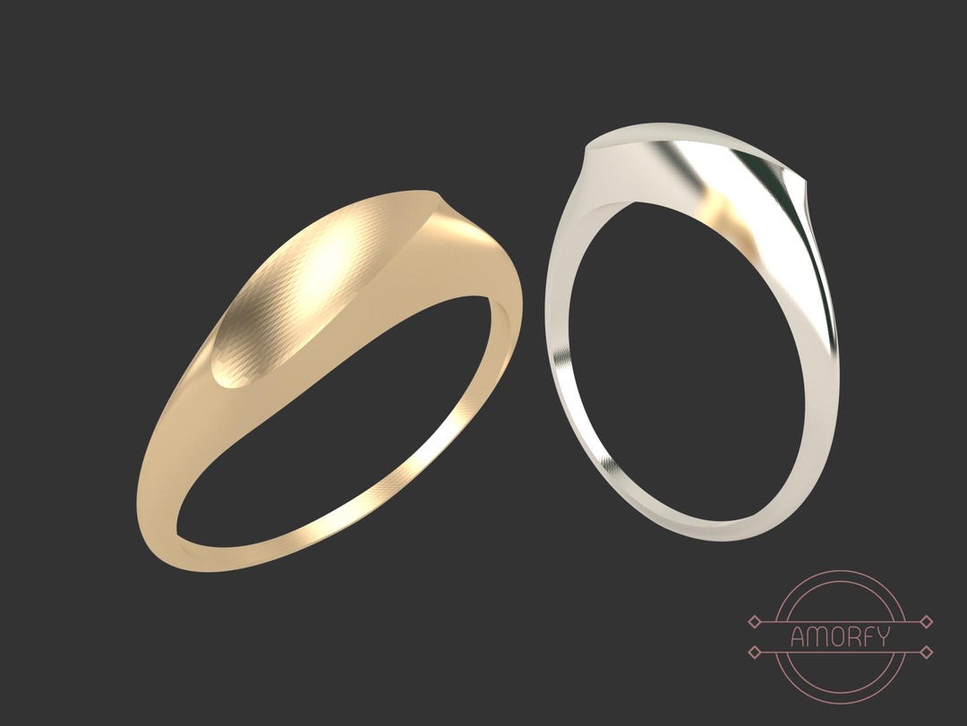 TWISTED SIGNET Ring / Printable 3D Jewelry/ 3D Ring /digital Item / Stl ...