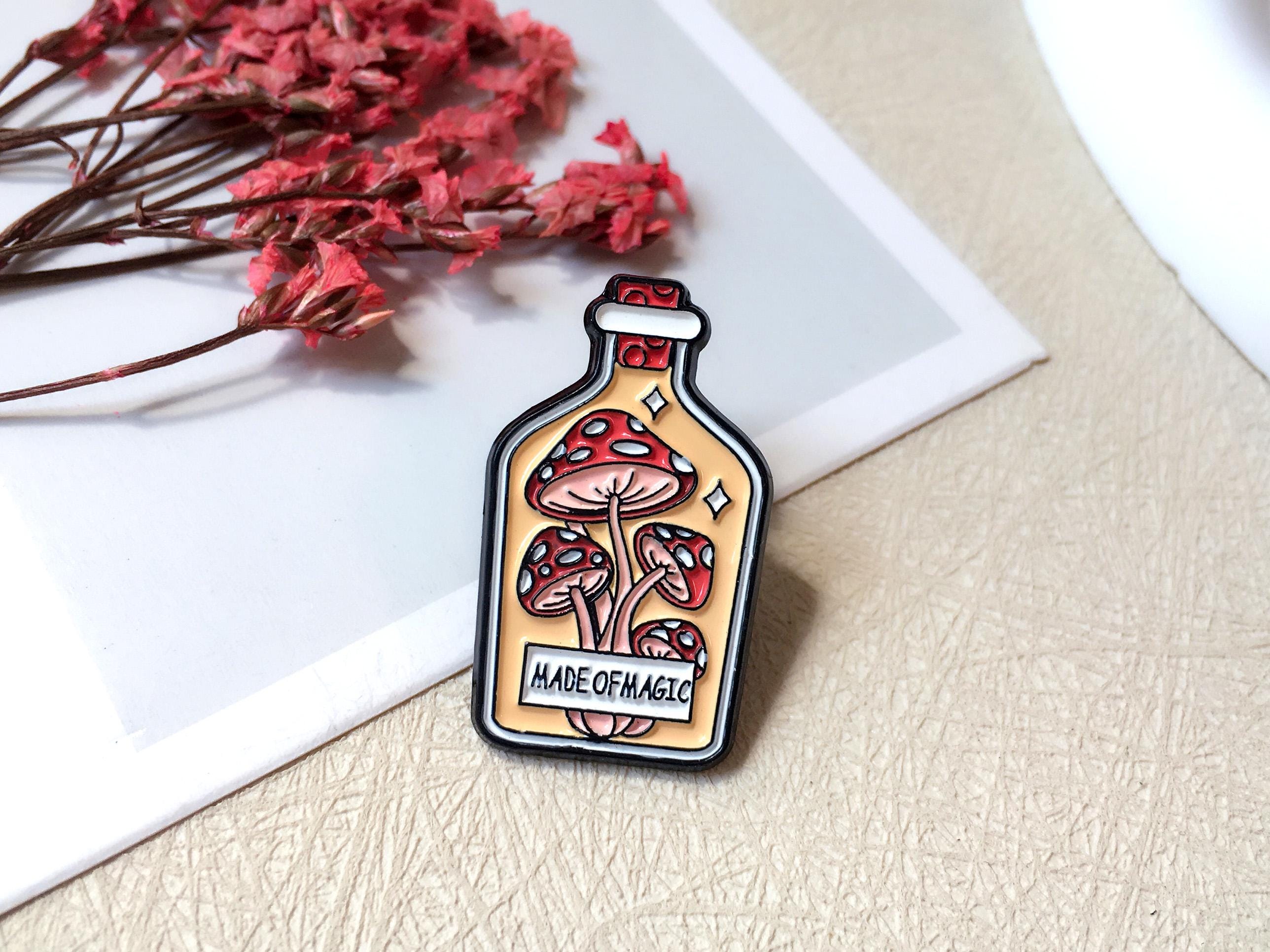 Mushrooms in the Bottle Enamel Pin / Cute Pin Badge / Lapel Pin ...