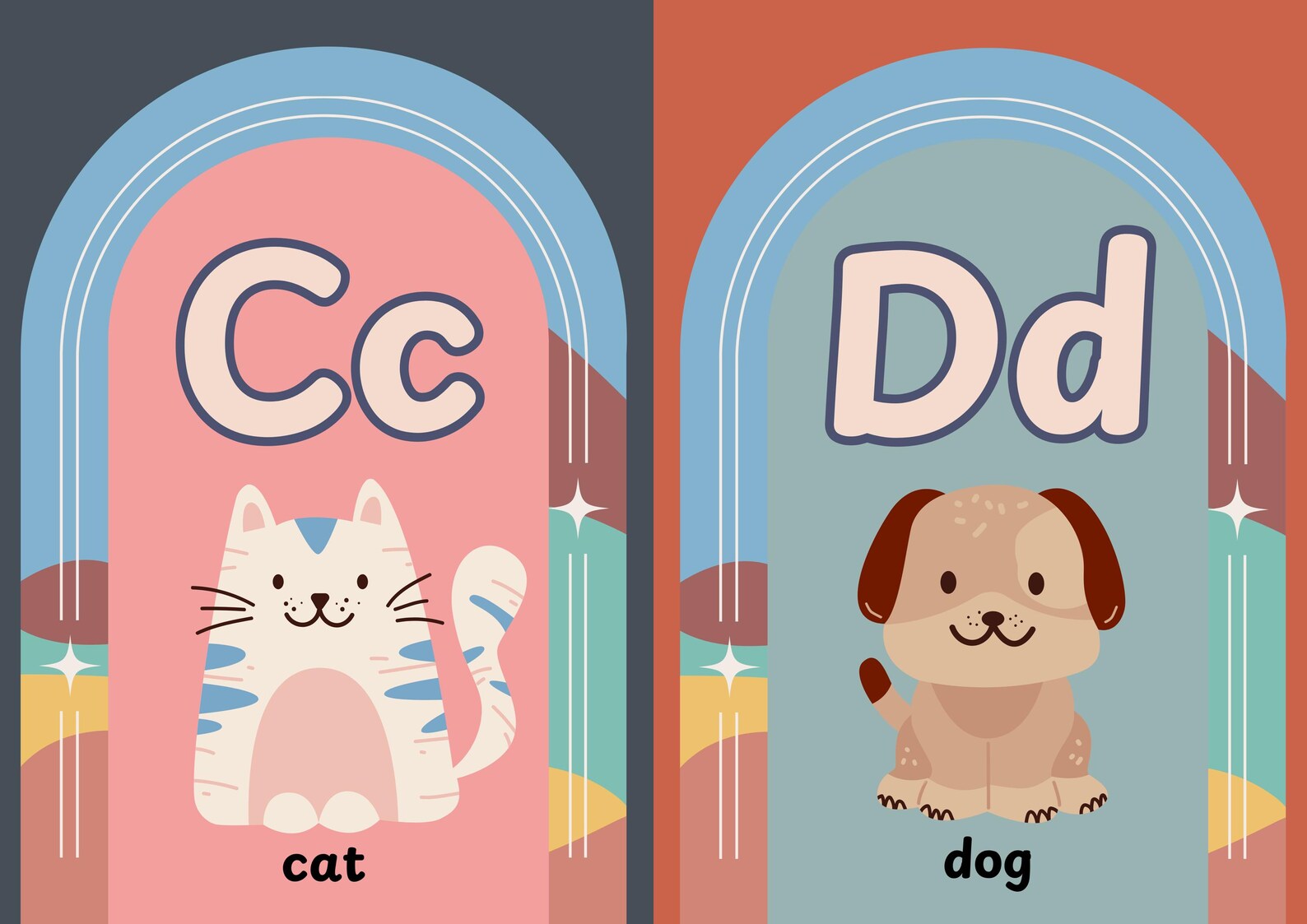 Printable Alphabet Cards, Boho Theme, Neutral Colors, Classroom Decor ...
