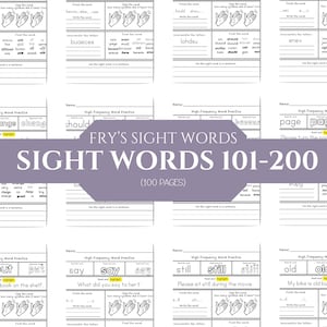 101-200 Fry Sight Word Worksheets | Digital Download | Printable Sight ...