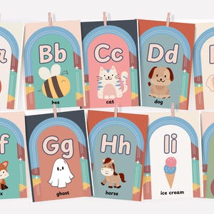 Printable Alphabet Cards, Boho Theme, Neutral Colors, Classroom Decor ...
