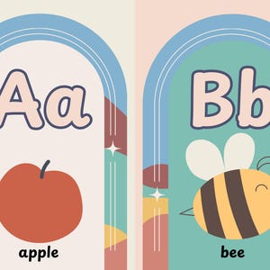 Printable Alphabet Cards, Boho Theme, Neutral Colors, Classroom Decor ...