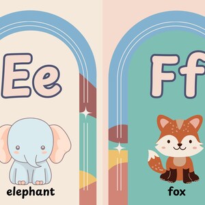 Printable Alphabet Cards, Boho Theme, Neutral Colors, Classroom Decor ...