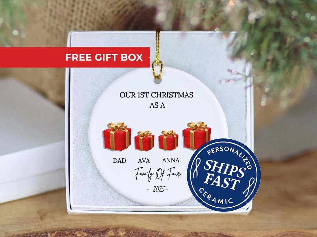 3-D Family of Four Gift Boxes Ornament - Custom Family of 4 Gift Box ...