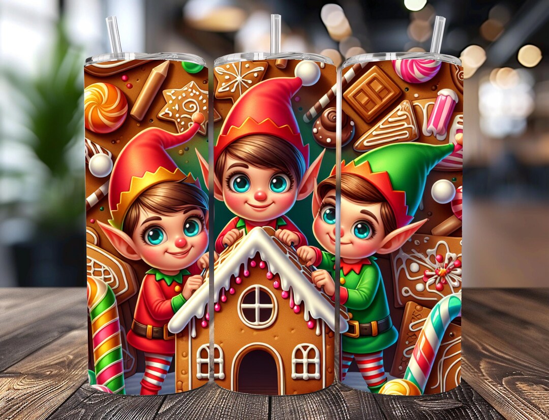 Gingerbread Elves Tumbler Wrap, Elves PNG Digital Download for 20 Oz ...