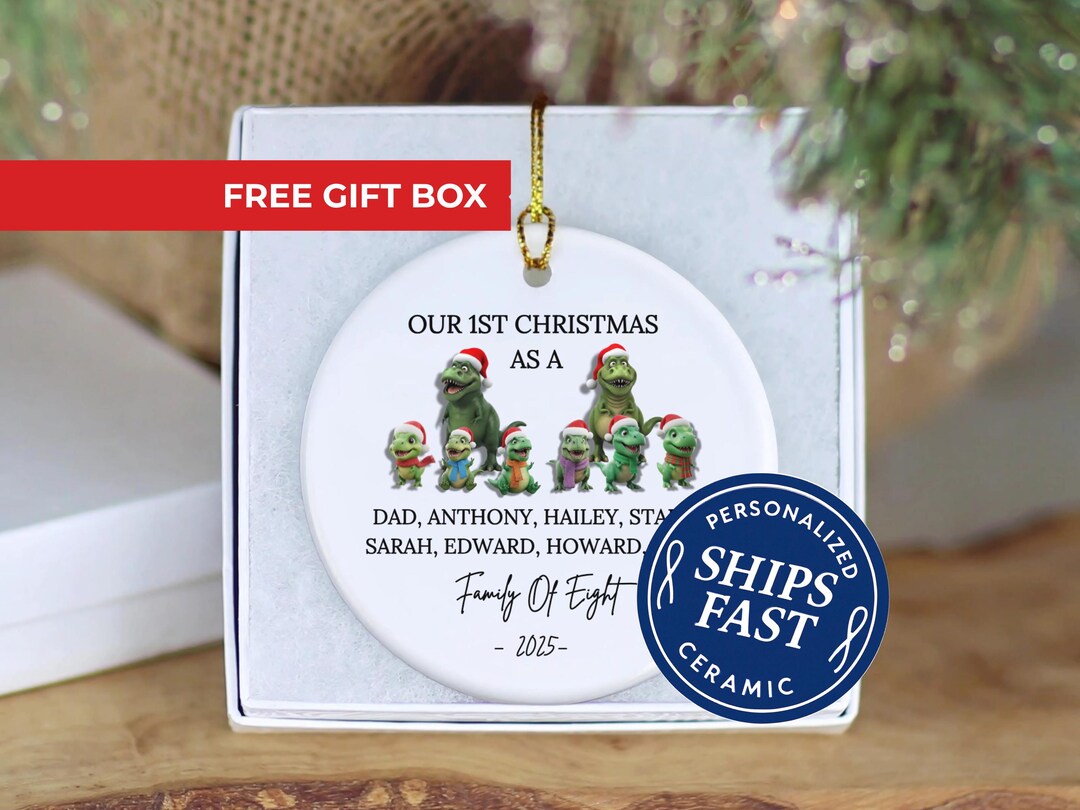 3-D Family of Eight T-rex Ornament - Custom Family of 8 Dinosaur ...