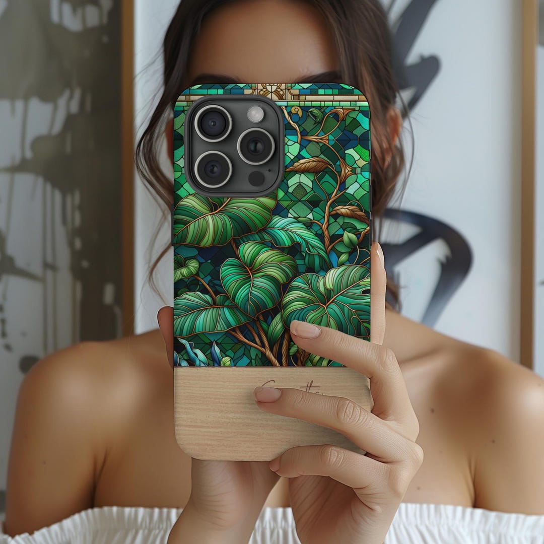 Personalized Mosaic Tropical Leaf Phone Case iPhone 15 14 13 Pro ...