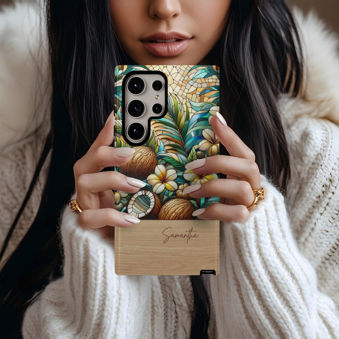 Personalized Tropical Beach Coconut Mosaic Samsung Galaxy Name Case ...