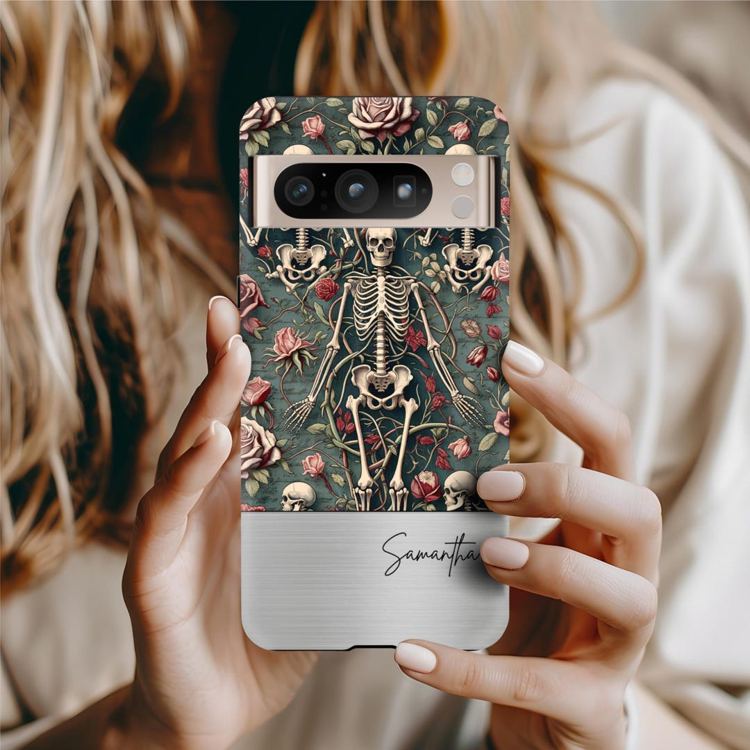 Custom Gothic Skeleton Floral Pixel 9 8 7 6 5 4 XL Pro Case ...