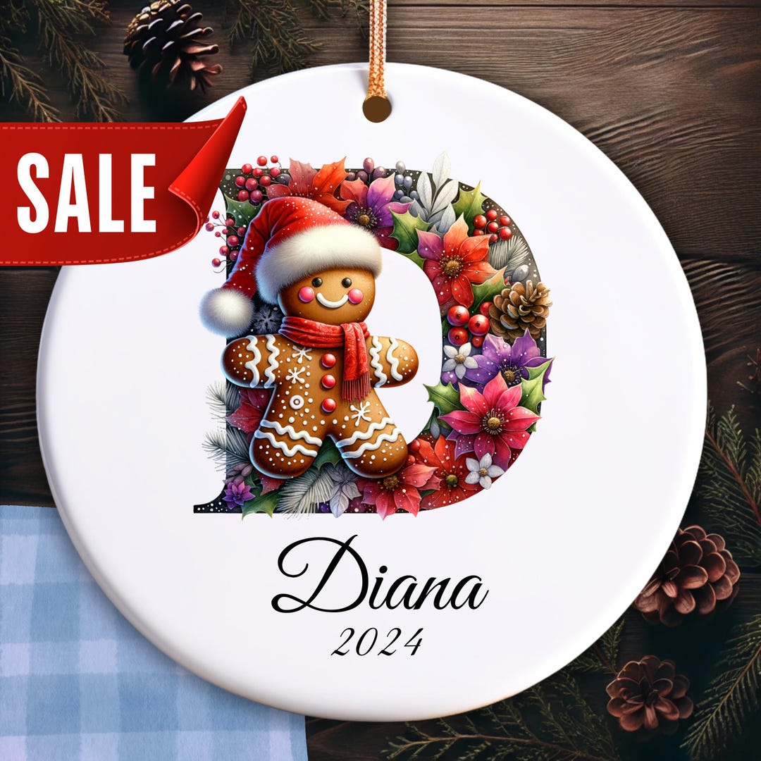 Personalized Letter d Name Ornament, Gingerbread Monogram, Alphabet ...
