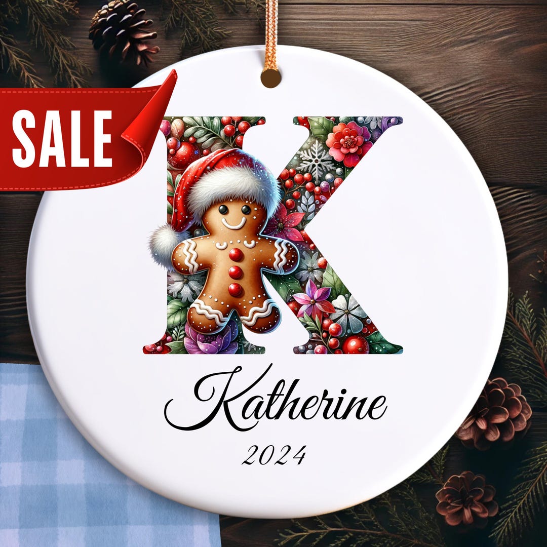 Personalized Letter k Name Ornament, Gingerbread Monogram, Alphabet ...