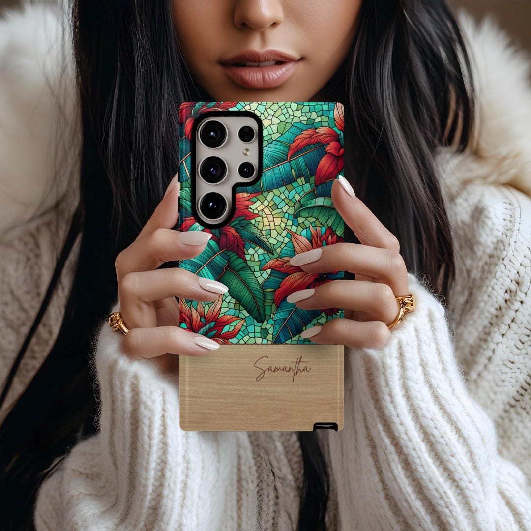 Personalized Tropical Red Lily Mosaic Samsung Galaxy Name Case ...