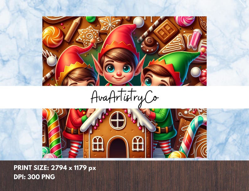 Gingerbread Elves Tumbler Wrap, Elves PNG Digital Download for 20 Oz ...