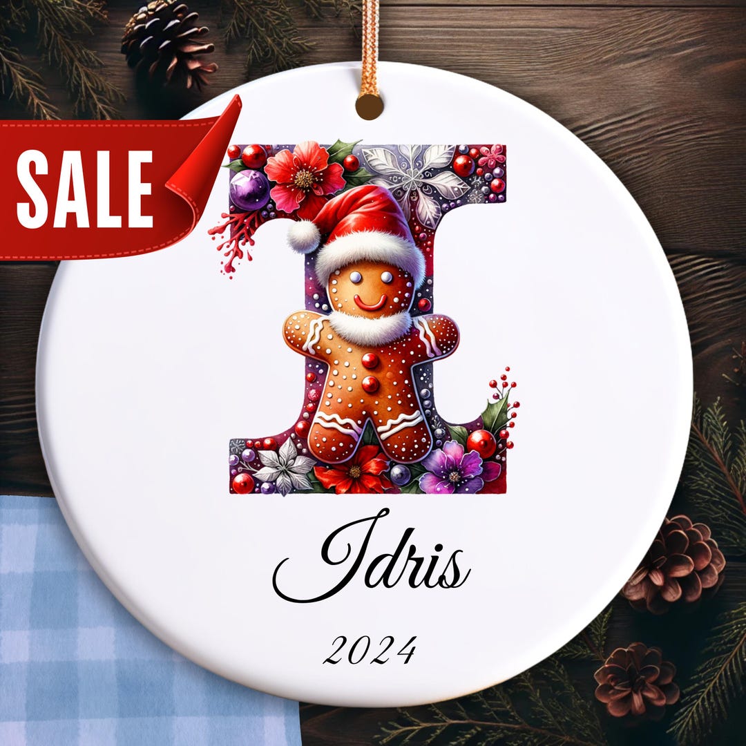 Personalized Letter i Name Ornament, Gingerbread Monogram, Alphabet ...