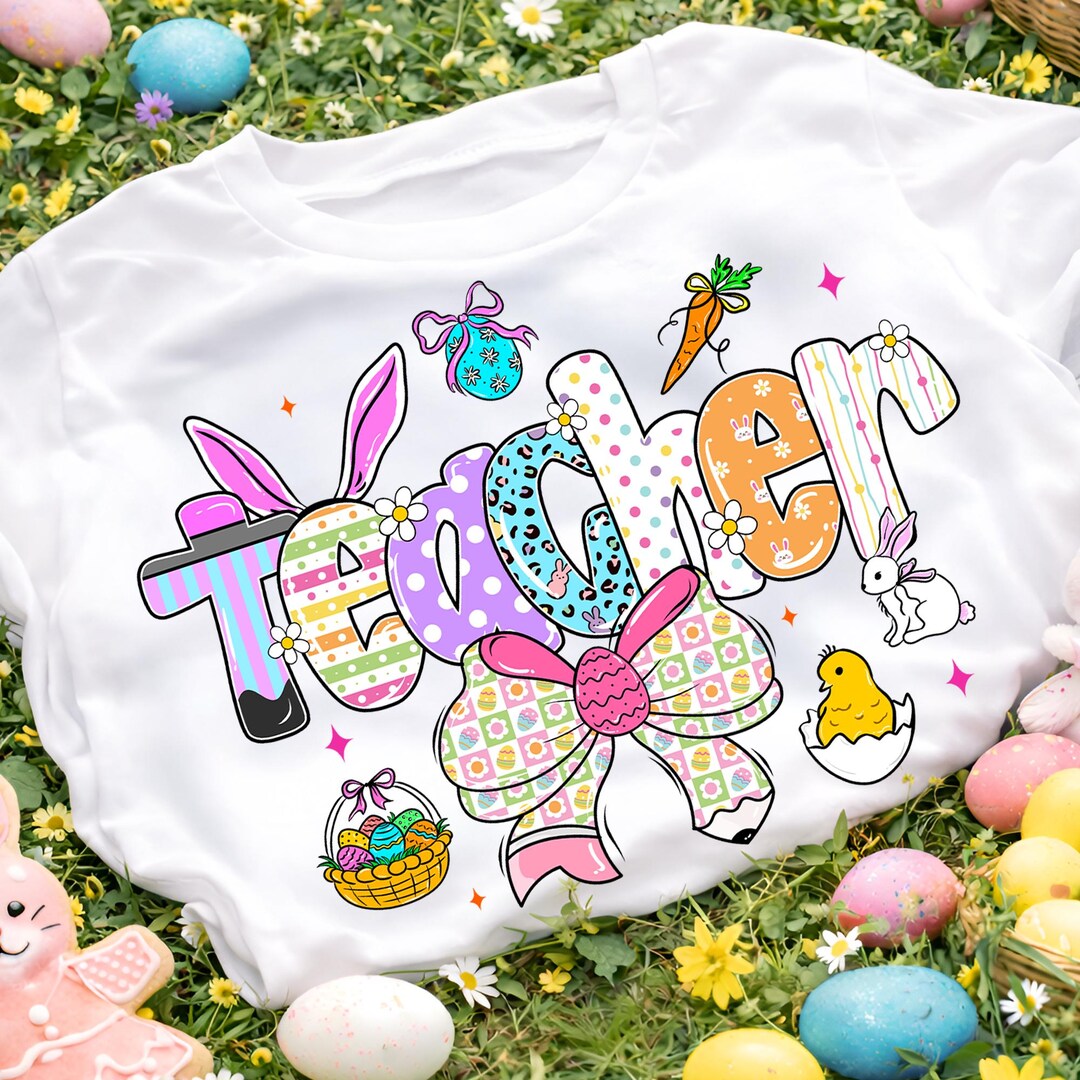 Teacher Coquette Pencil Bunny PNG, Easter Teacher Shirt Design, Cute ...