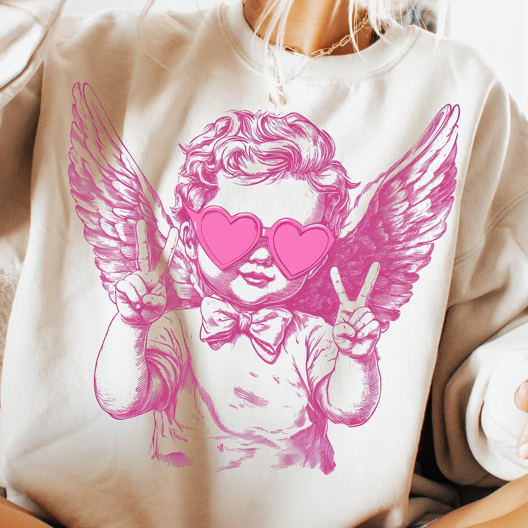 Retro Cupid Valentine Blowing Bubble PNG, Vintage Valentines Day Png ...