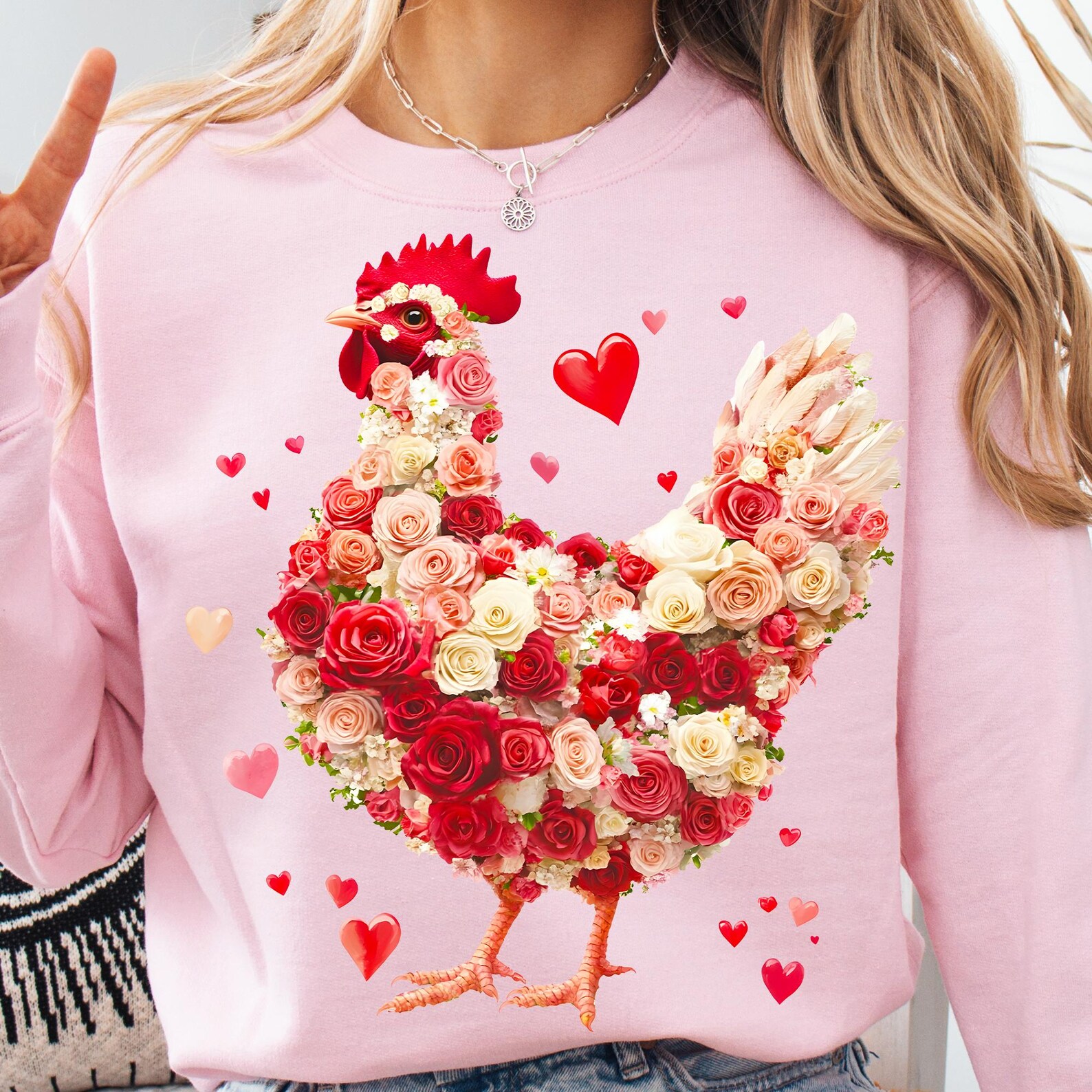 Floral Chicken Valentine Png, Valentine Chicken Png, Valentine Png ...