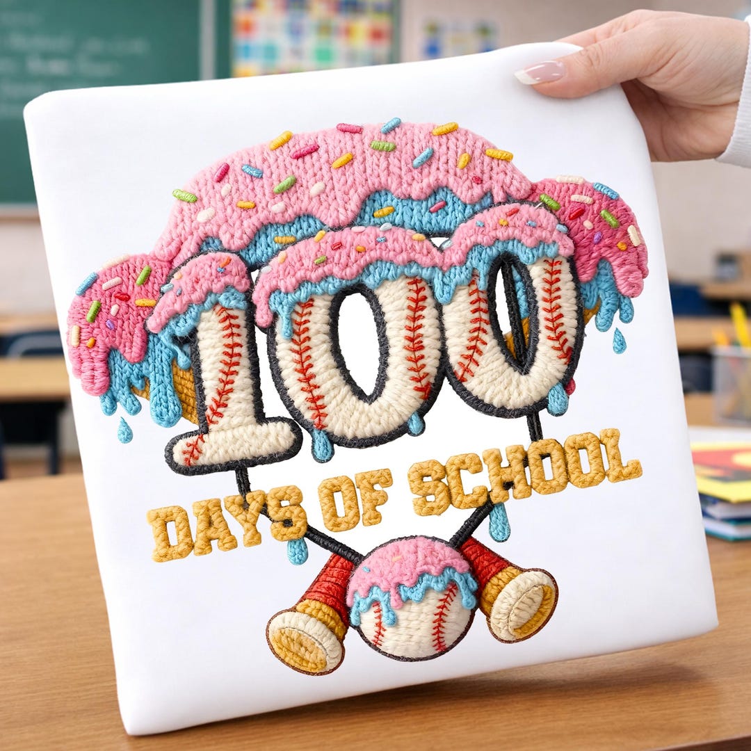 Faux Yarn 100 Days of School Ice Cream Png, Drippy Baseball Png, Boys ...
