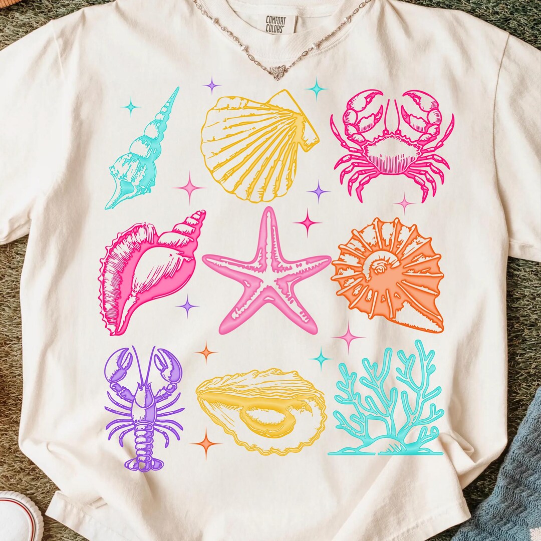 Preppy Seashell Clam Summer PNG, Cute Beach Vibes Sublimation, Kawaii ...